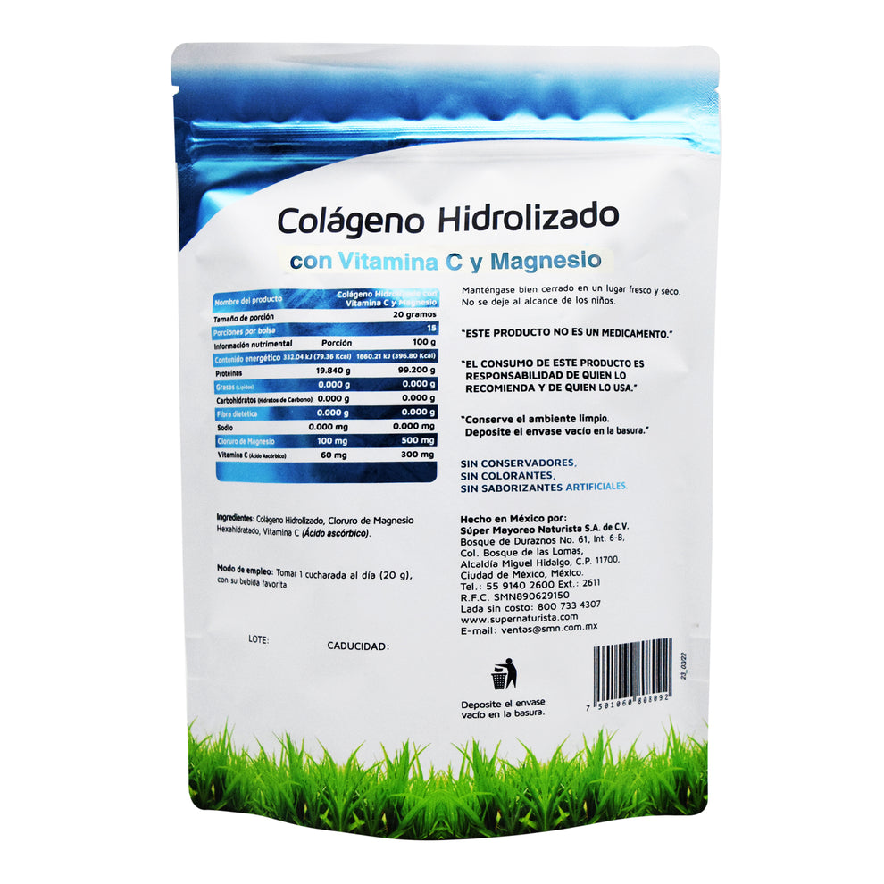 Colageno Hidrolizado Puro Con Vitamina C Y Magnesio 300 G Vidanat